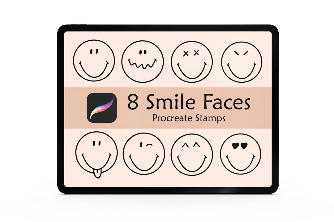 Smile Faces Procreate Brushes: Happy Face iPad Stamps (digital Download ...