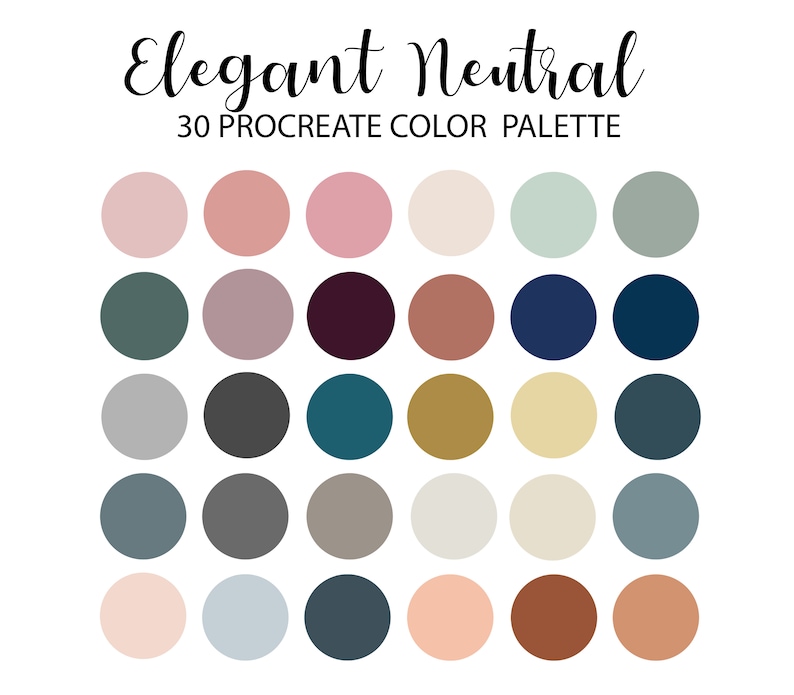 Elegant Neutral Procreate Color Palette Hex Code Ipad Color - Etsy