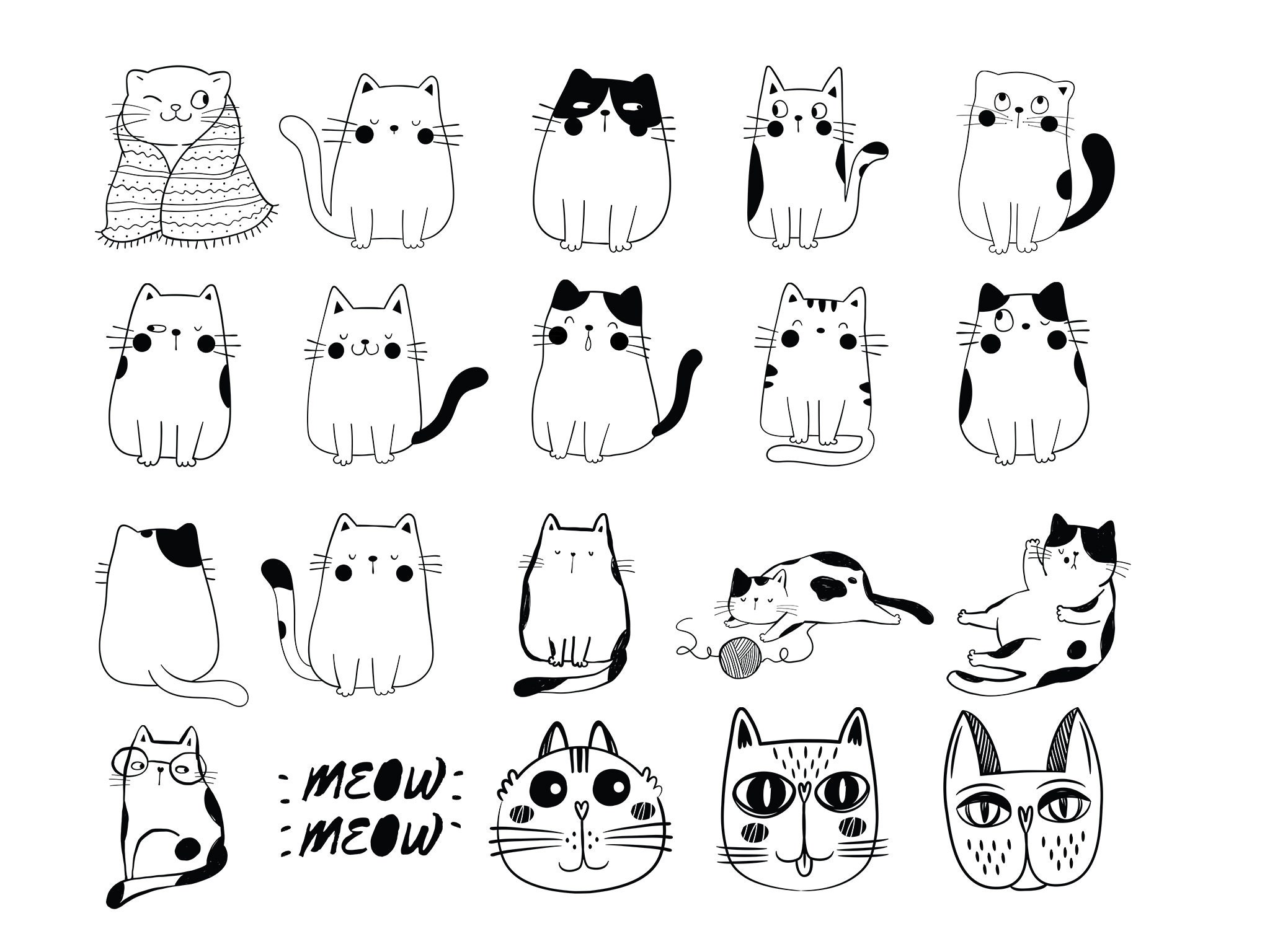 Cat Svg Png, Kitten, Nursery Clip Art, Animals, Caties, Cuties Doodle ...