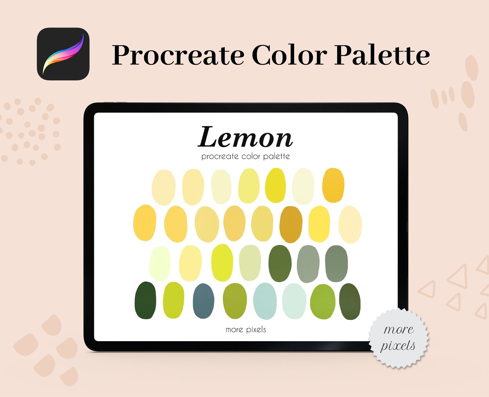 Lemon Procreate Color Palette, Ipad, Citron Color Palette, Swatches ...