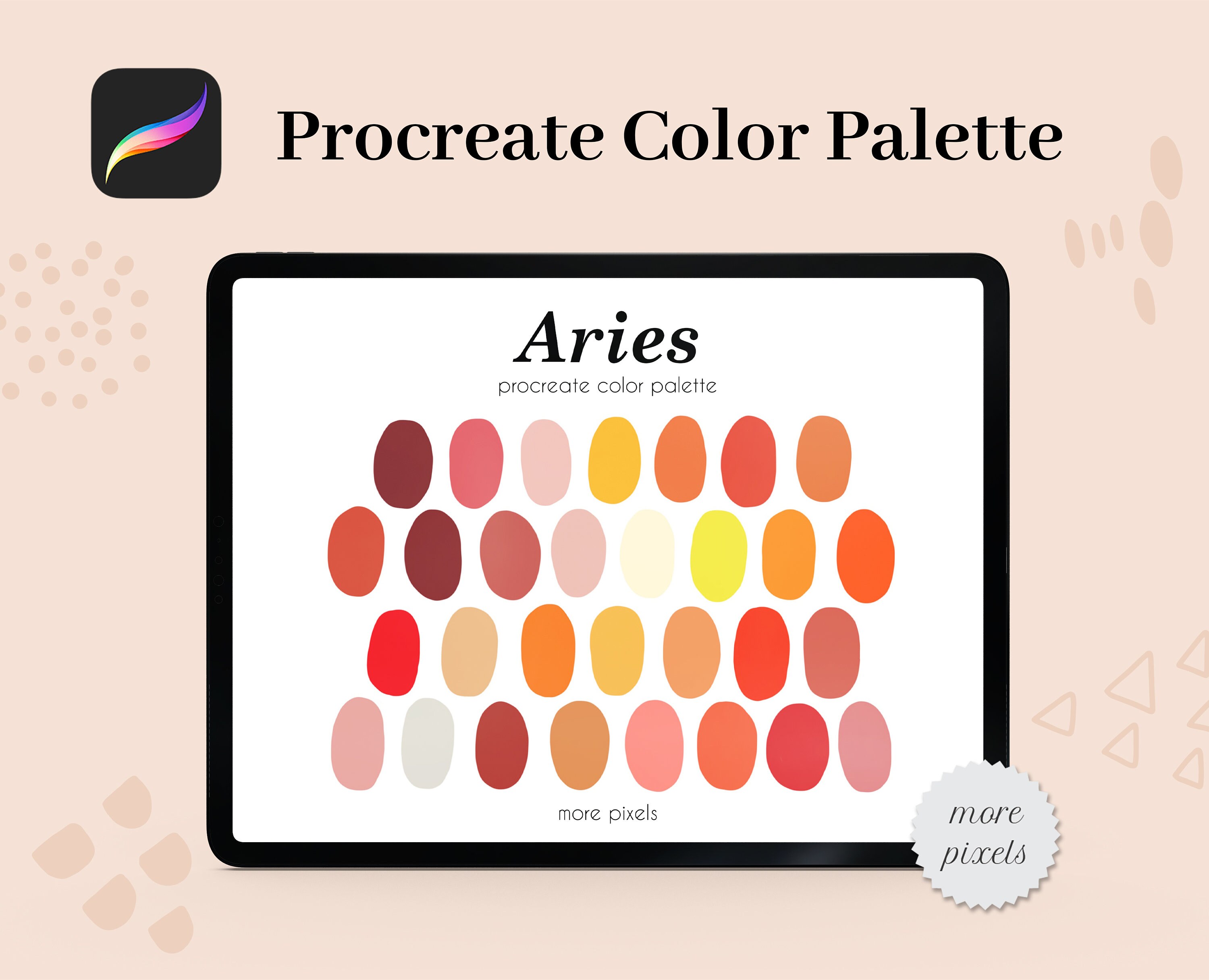 Aries Procreate Color Palette, Zodiac Color Palette, Hex Code, Ipad ...