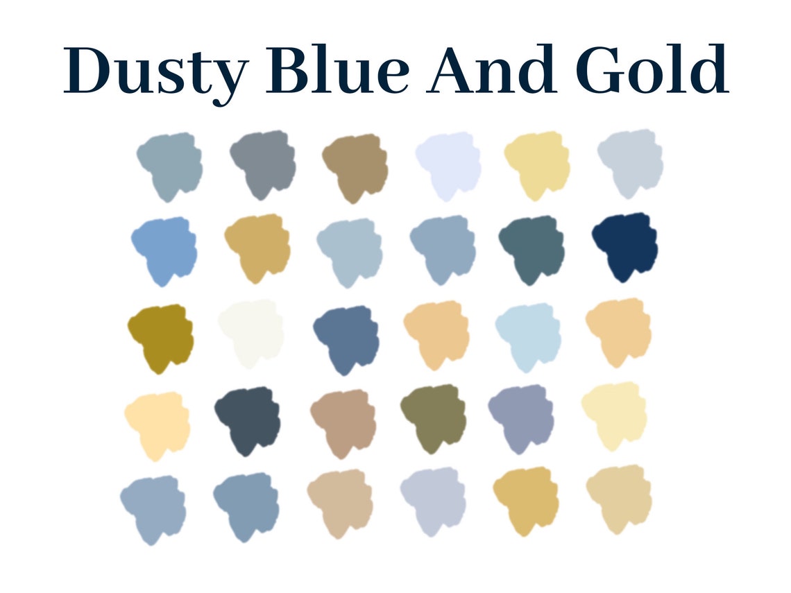 Dusty Blue and Gold Procreate Color Palette, Ipad, Color Palette ...