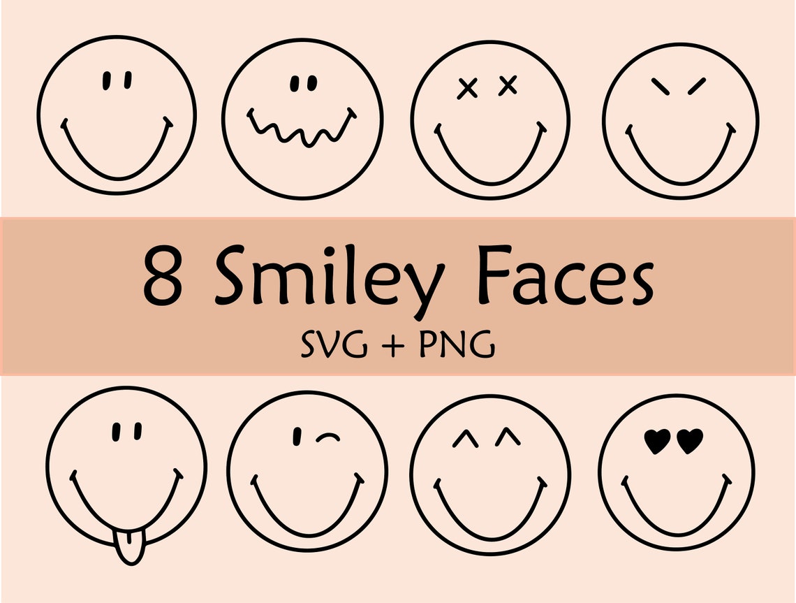 8 Smile Faces Svg Png, Smiley Face Clip Art, Happy Face Hand Drawn ...