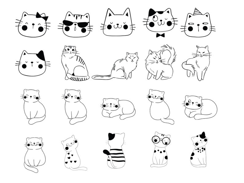 Cat Svg Png, Kitten, Nursery Clip Art, Animals, Caties, Cuties Doodle ...
