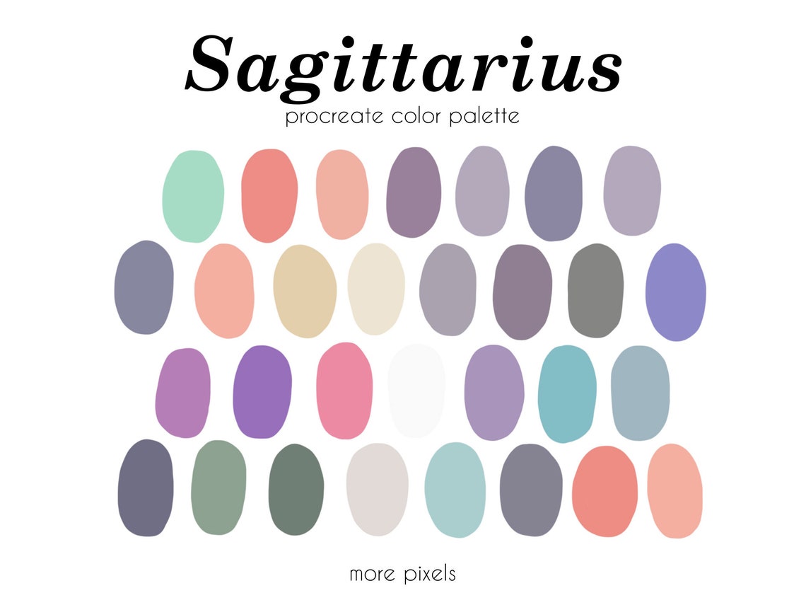 Sagittarius Procreate Color Palette, Zodiac Color Palette, Hex Code ...