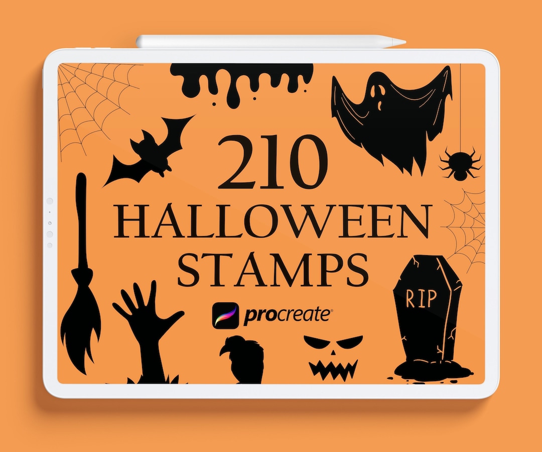 210 Halloween Procreate Stamps: Pumpkin, Witch, Ghosts (instant ...