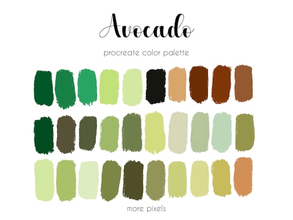 Avocado Procreate Color Palette Hex Code Ipad Color | Etsy