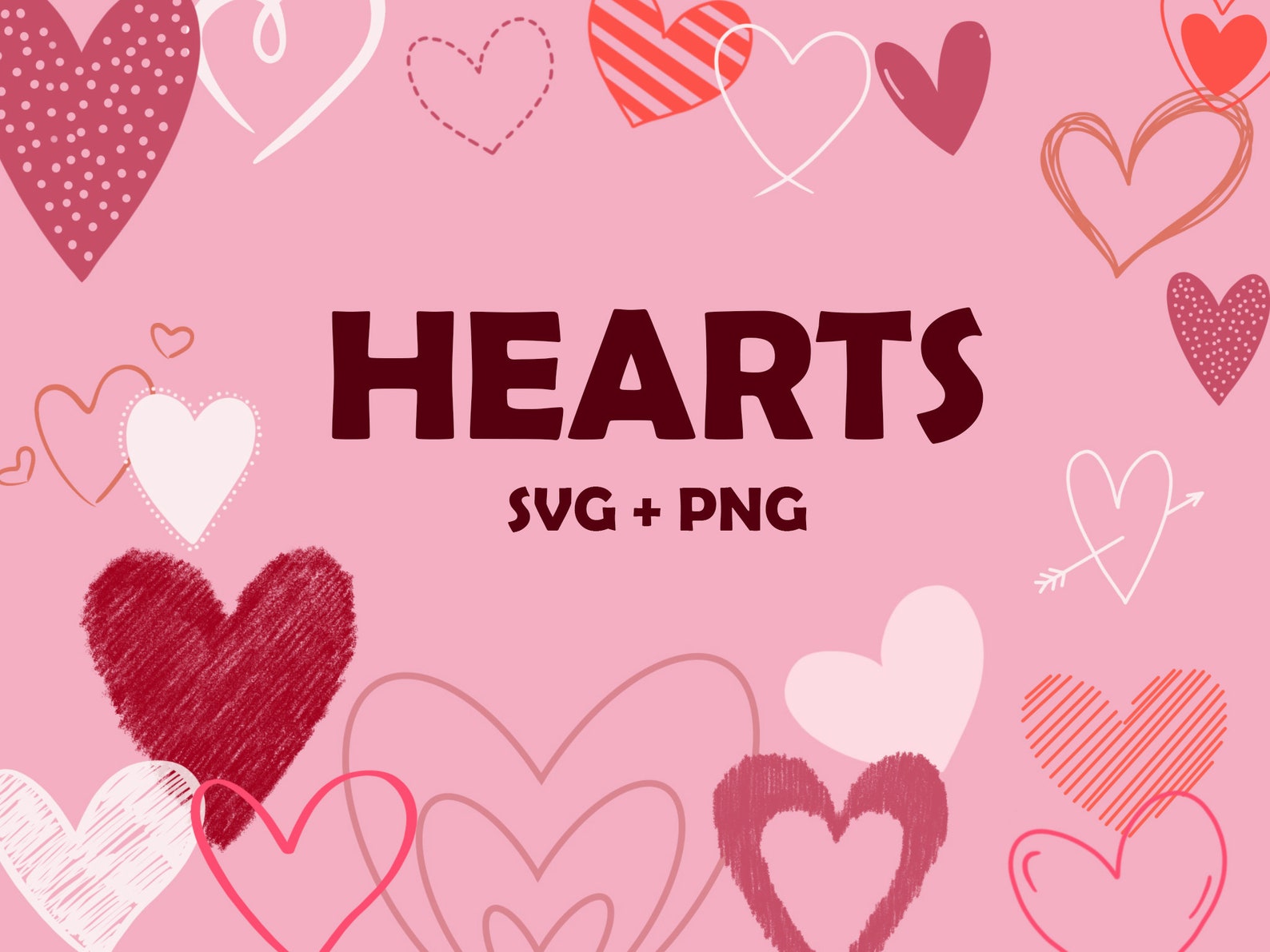 36 Corazones svg png, Clip art de corazón, Paquete dibujado a mano, Día ...
