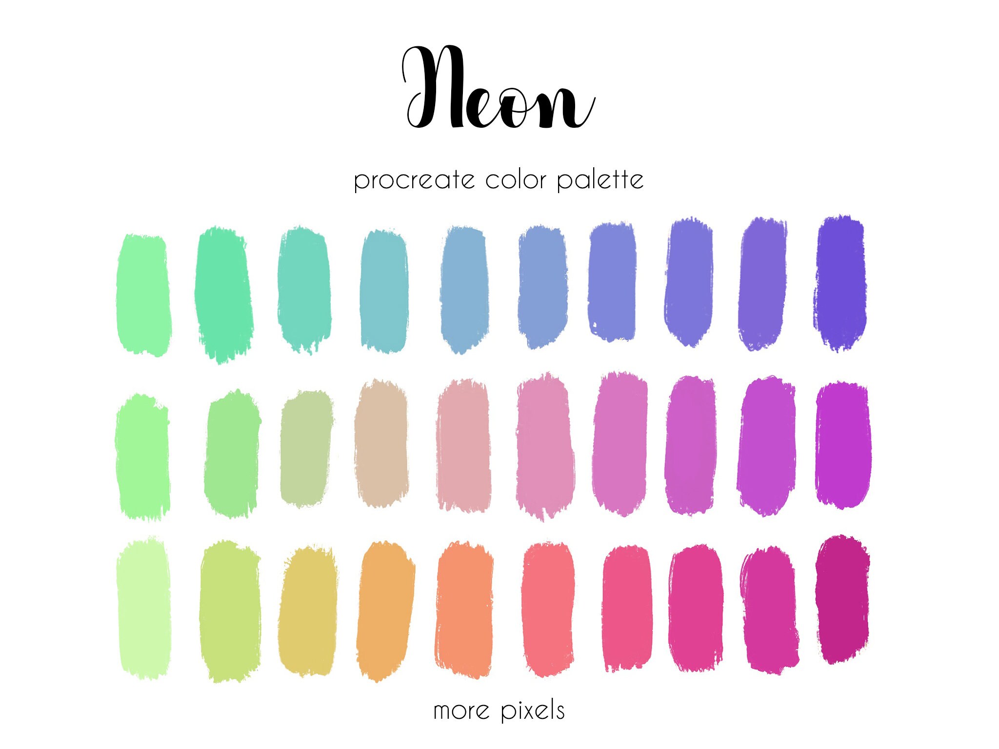 Neon, Procreate Color Palette, Hex Code, Ipad, Color Palette, Swatches ...