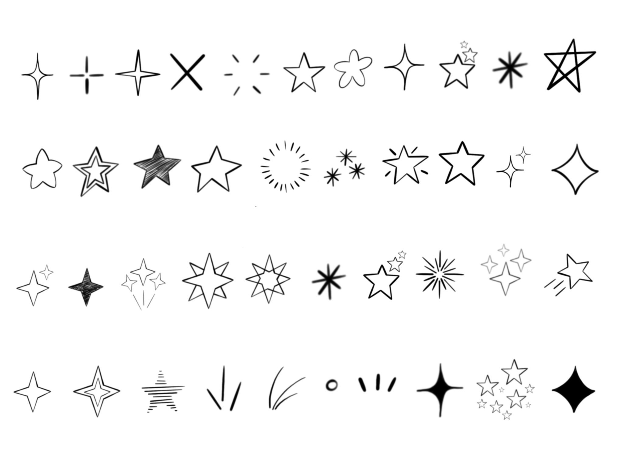 42 Star Procreate Brushes, Hand Drawn, Star Stamps, Sparkle, Cute Star ...