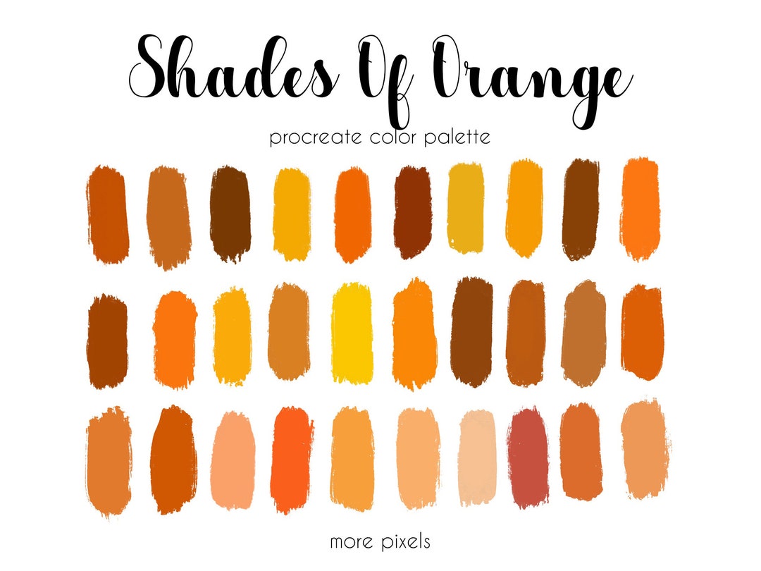 Shadows of Orange Procreate Color Palette: 30 Swatches (instant ...