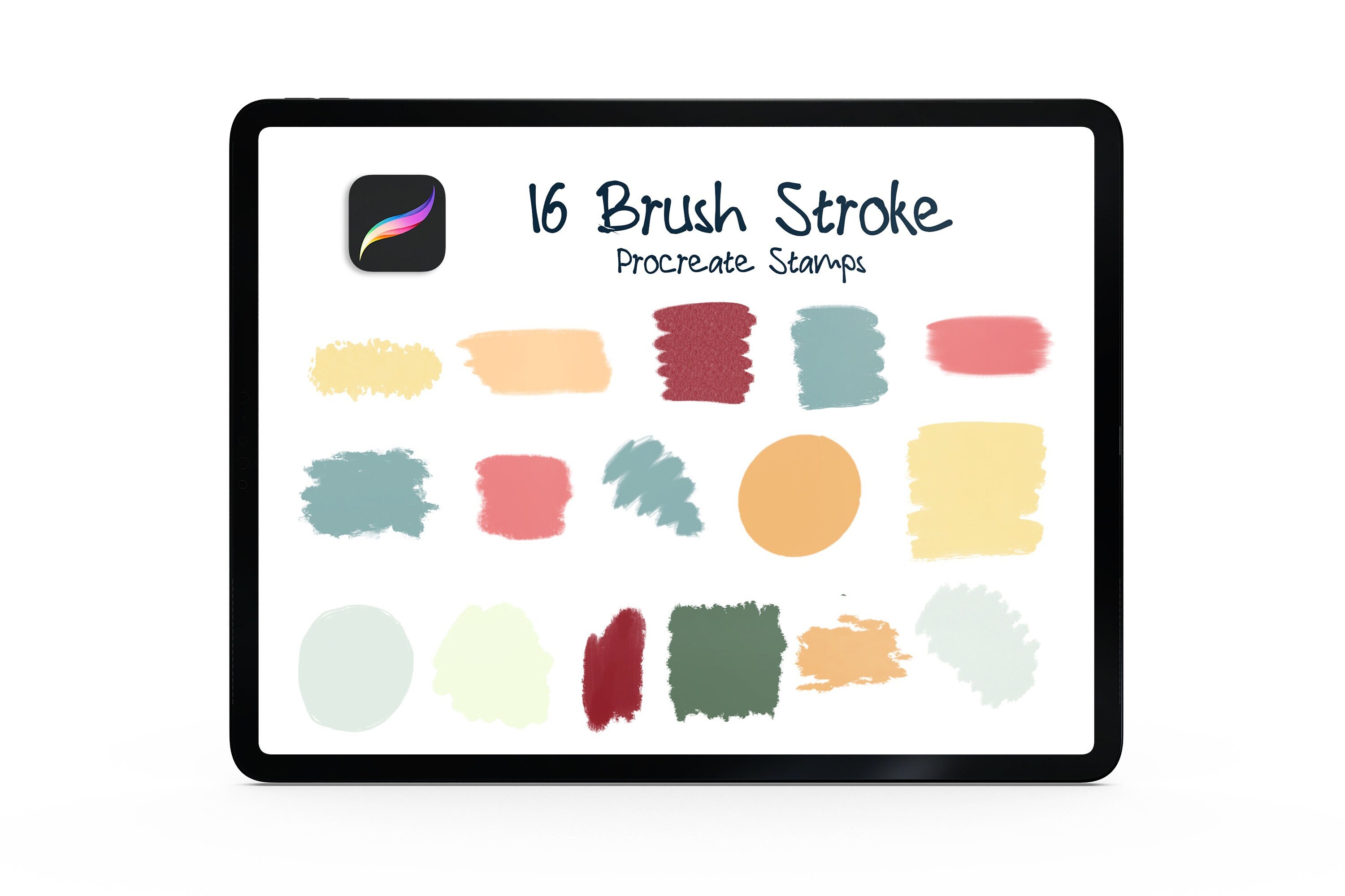 16 Brush Stroke Procreate Brushes, Paint Brush Stamps, iPad Stamp ...