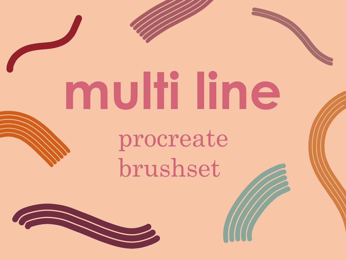 Multi Line Procreate Brushes Set: Lettering Brush Bundle (instant ...