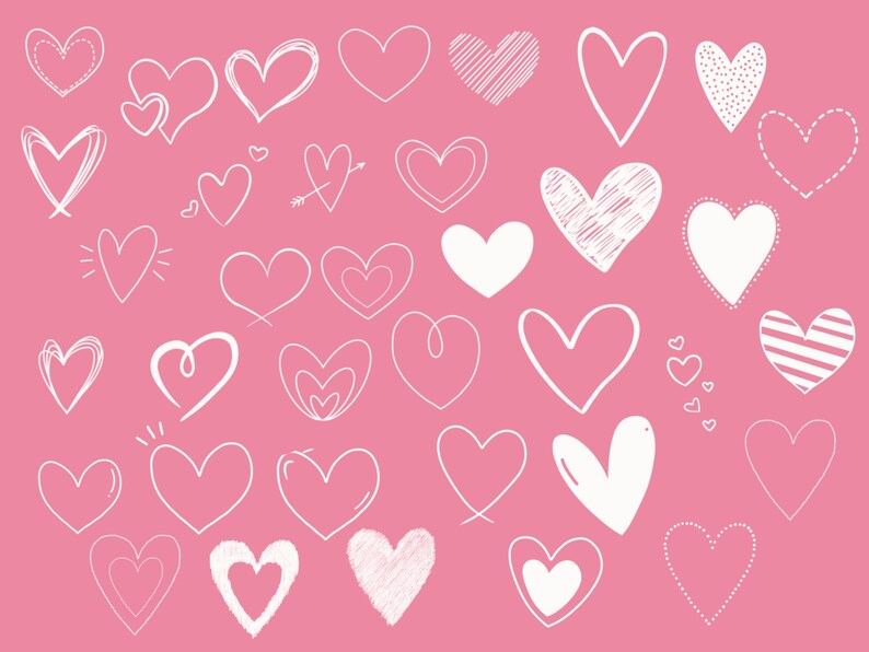 36 Hearts Svg Png Heart Clip Art Bundle Hand Drawn - Etsy