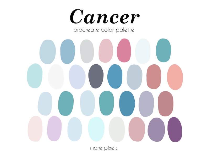 Cancer Procreate Color Palette, Zodiac Color Palette, Hex Code, Ipad ... Cancer Procreate Color Palette, Zodiac Color Palette, Hex Code, Ipad ...