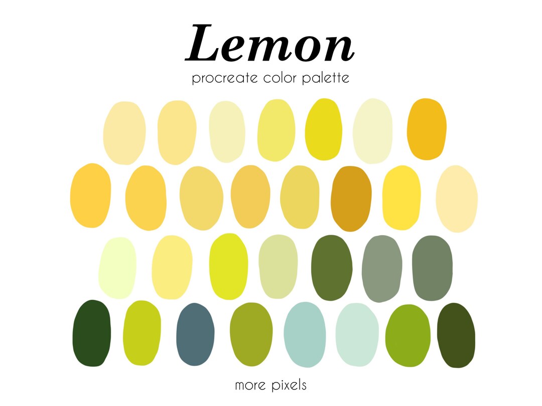 Lemon Procreate Color Palette, Ipad, Citron Color Palette, Swatches ...