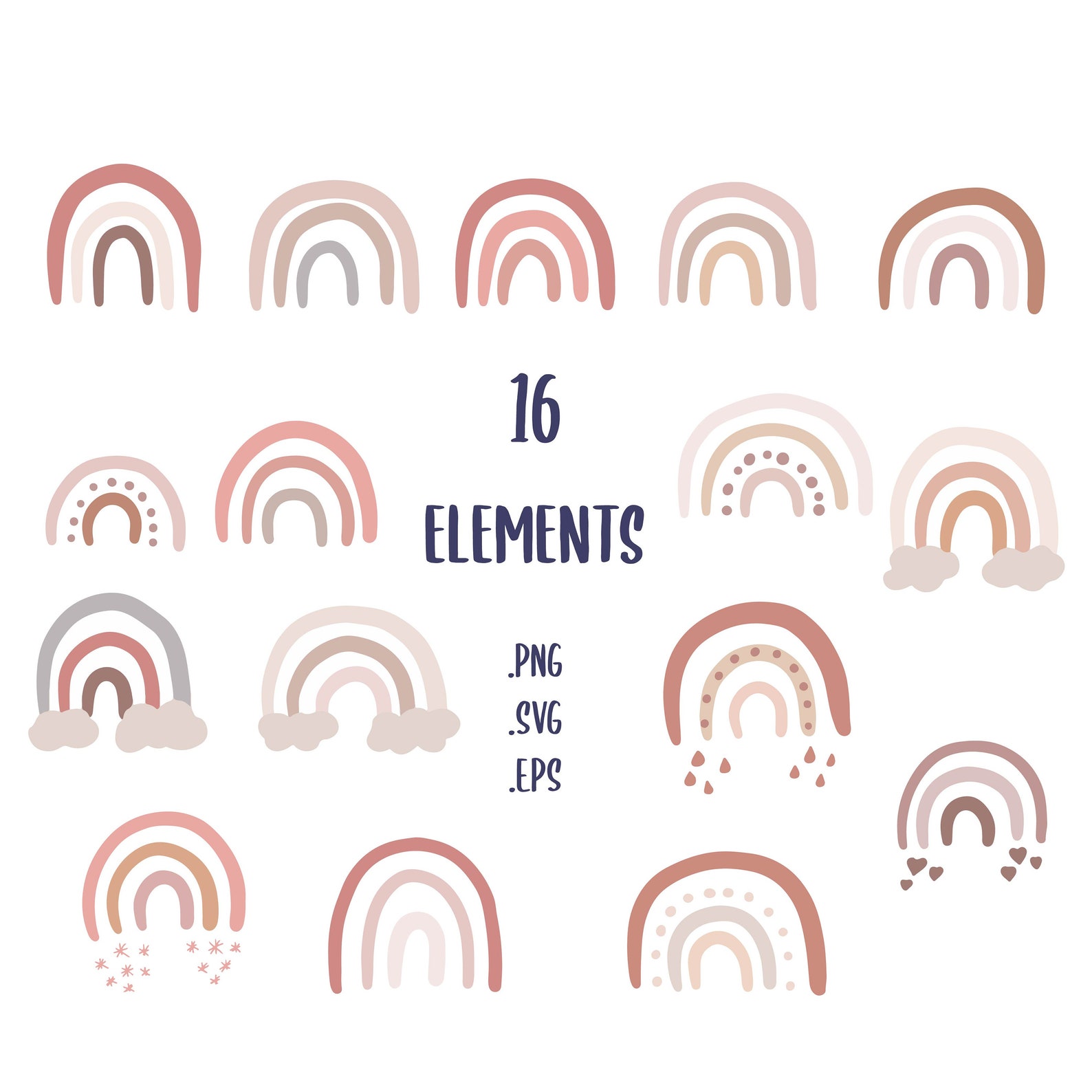 Rainbow Svg Png Eps Boho Clipart Rainbow Baby Clipart - Etsy