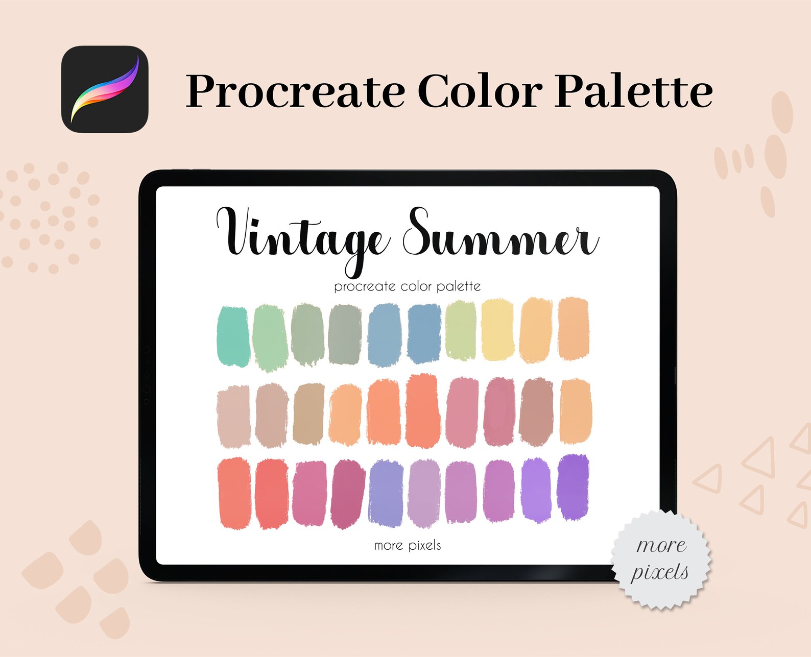 Vintage Summer Procreate Color Palette: 30 Swatches (instant Download ...