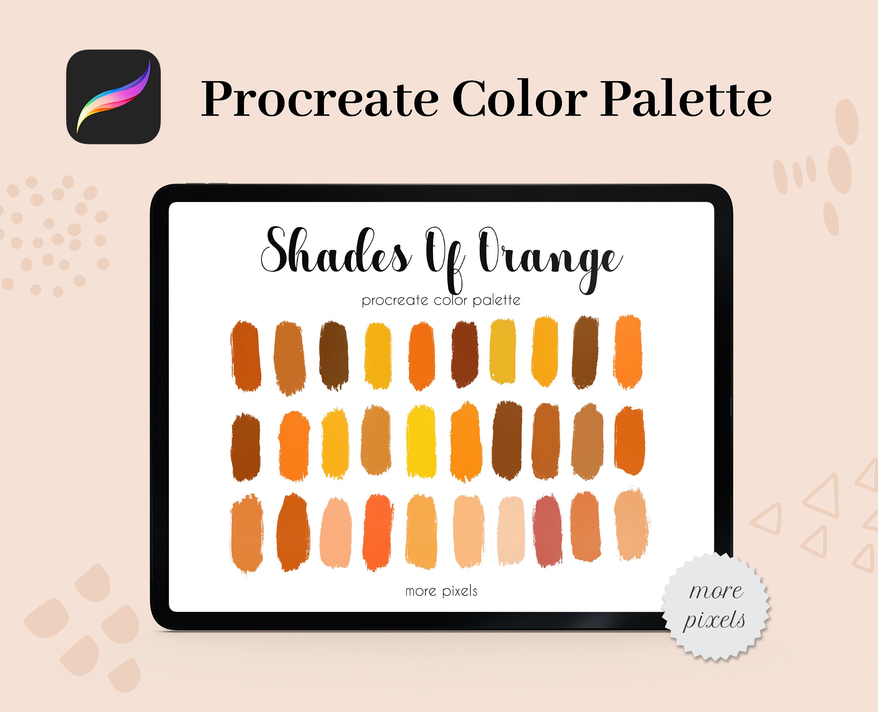 Shadows of Orange Procreate Color Palette: 30 Swatches (instant ...