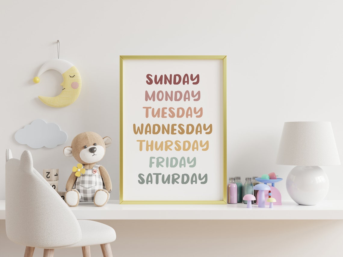 Pastel Days of the Week Poster Rainbow Poster Homeschool | Etsy
