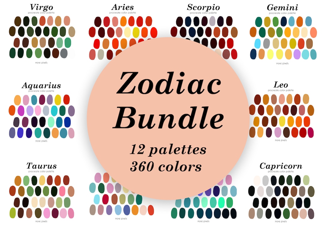 Zodiac Procreate Color Palette Bundle: 360 Colors (instant Download) - Etsy