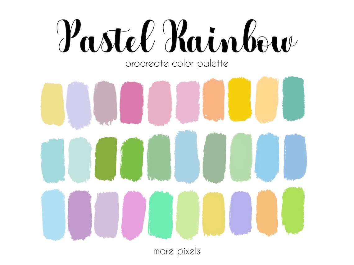 Pastel Rainbow, Procreate Color Palette, Hex Code, Ipad, Color Palette ...