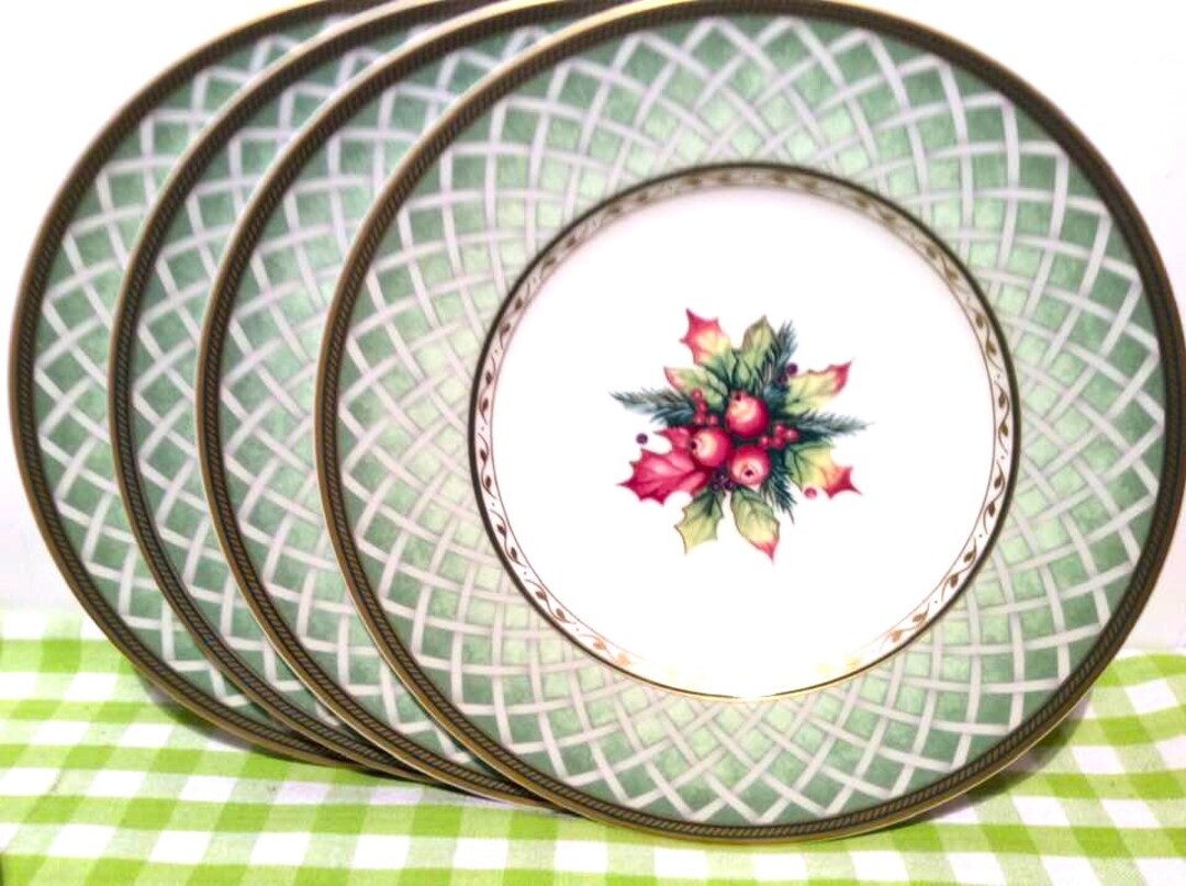 Rare Vintage - Fitz & Floyd Winter Holiday - Set of 4 Salad Plates ...