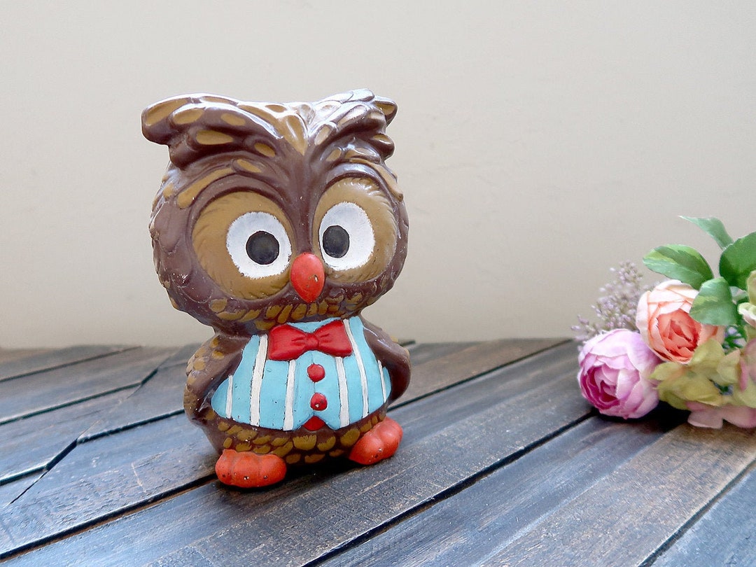 Ceramic Owl Figurine, Anthropomorphic Big Eye Owl, Large Kitsch Owl ...