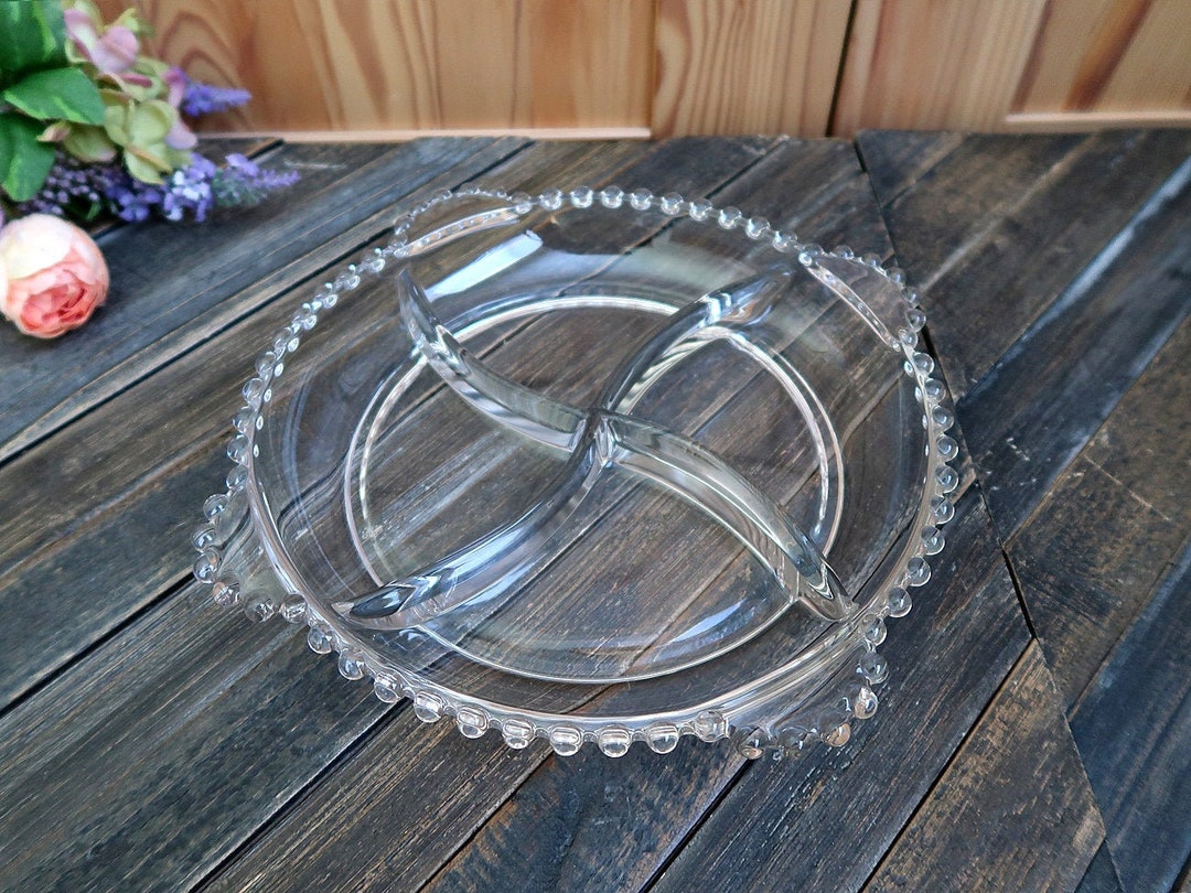 Candlewick Divided Dish, Handled Relish Dish, 4 Parts, Vintage Beaded ...