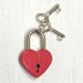 Heart Lock Padlock Box Lock With Heart Keys RED GOLD or PINK - Etsy