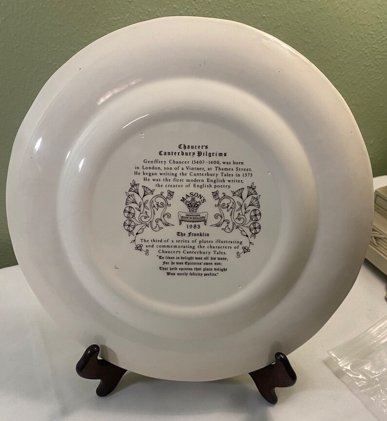 Vintage 1983 Mason's Ironstone Chaucer's Canterbury Pilgrims Plate ...