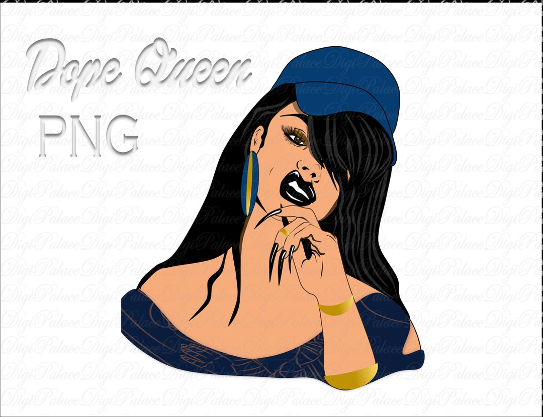 DOPE QUEEN PNG Baseball Cap Woman Afro Gold Earrings - Afro African ...