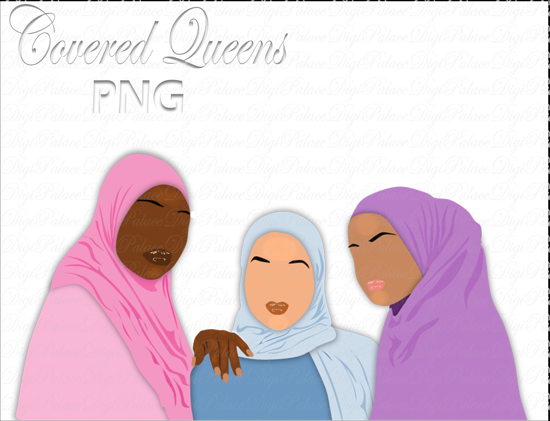 Muslim Women Hijab Clipart: Afro Girls Eid Art (PNG) - Etsy