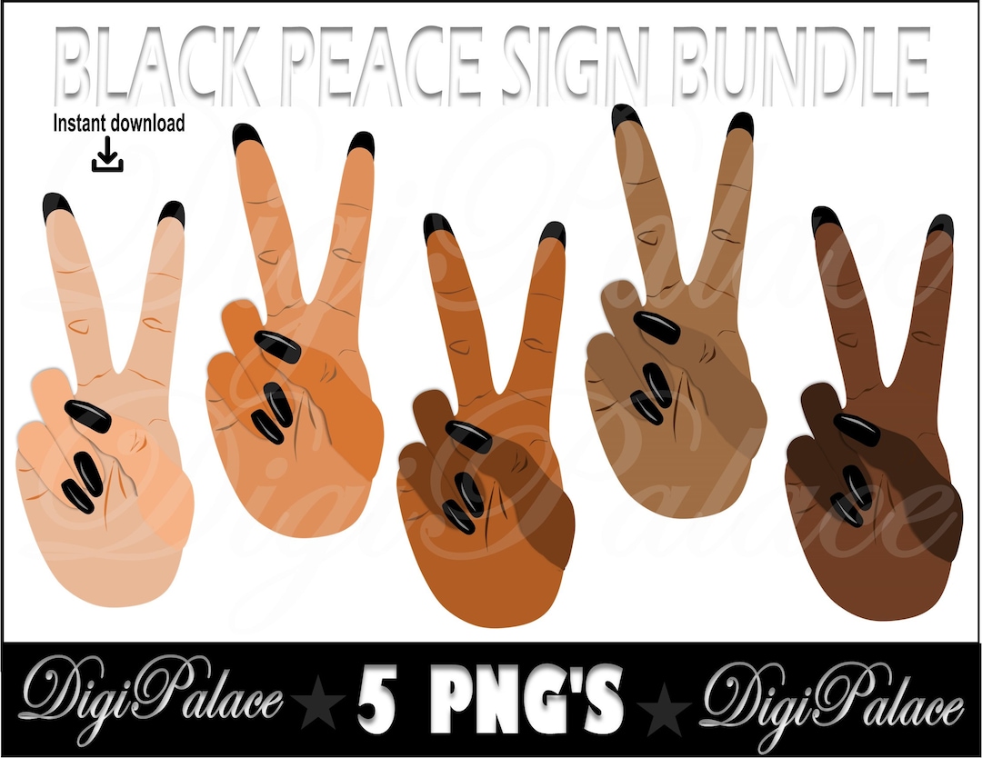 Black Peace Sign Hand Gesture Design (5 Pngs) - Etsy