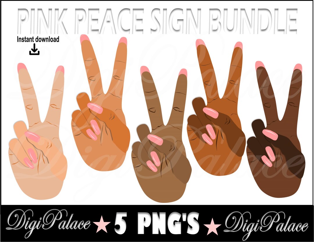Pink Peace Sign Hand Gesture Design (5 Pngs) (1 ZIP) - Etsy