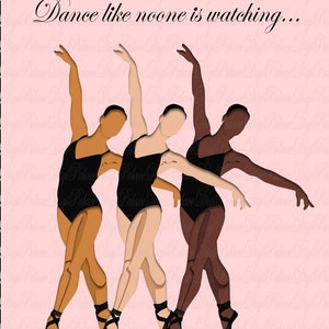 8 X 10 Beautiful Ballerina Art, Ballet Clipart, African American Ballet ...