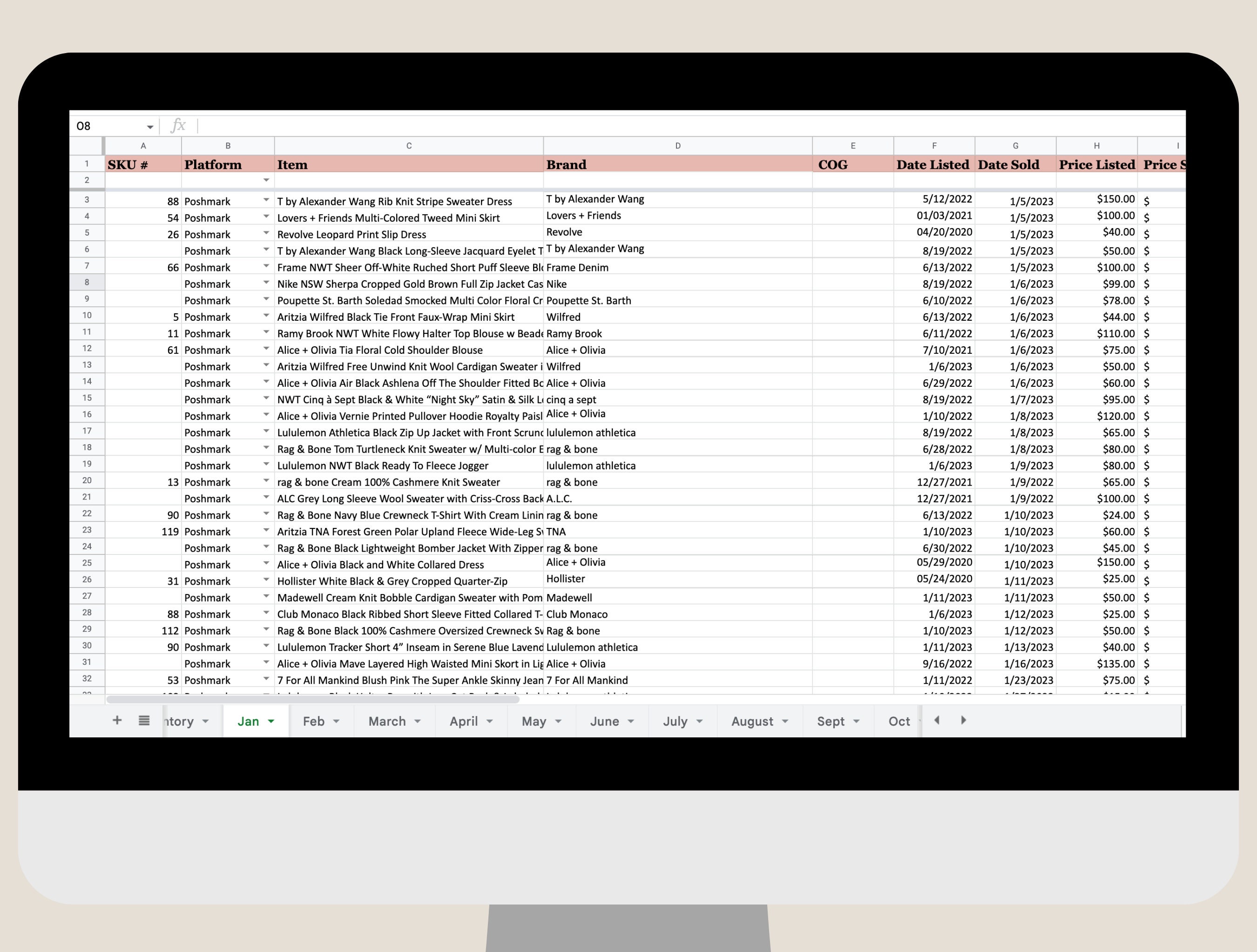 Inventory Tracker Spreadsheet, Google Sheets Inventory Log, Excel ...