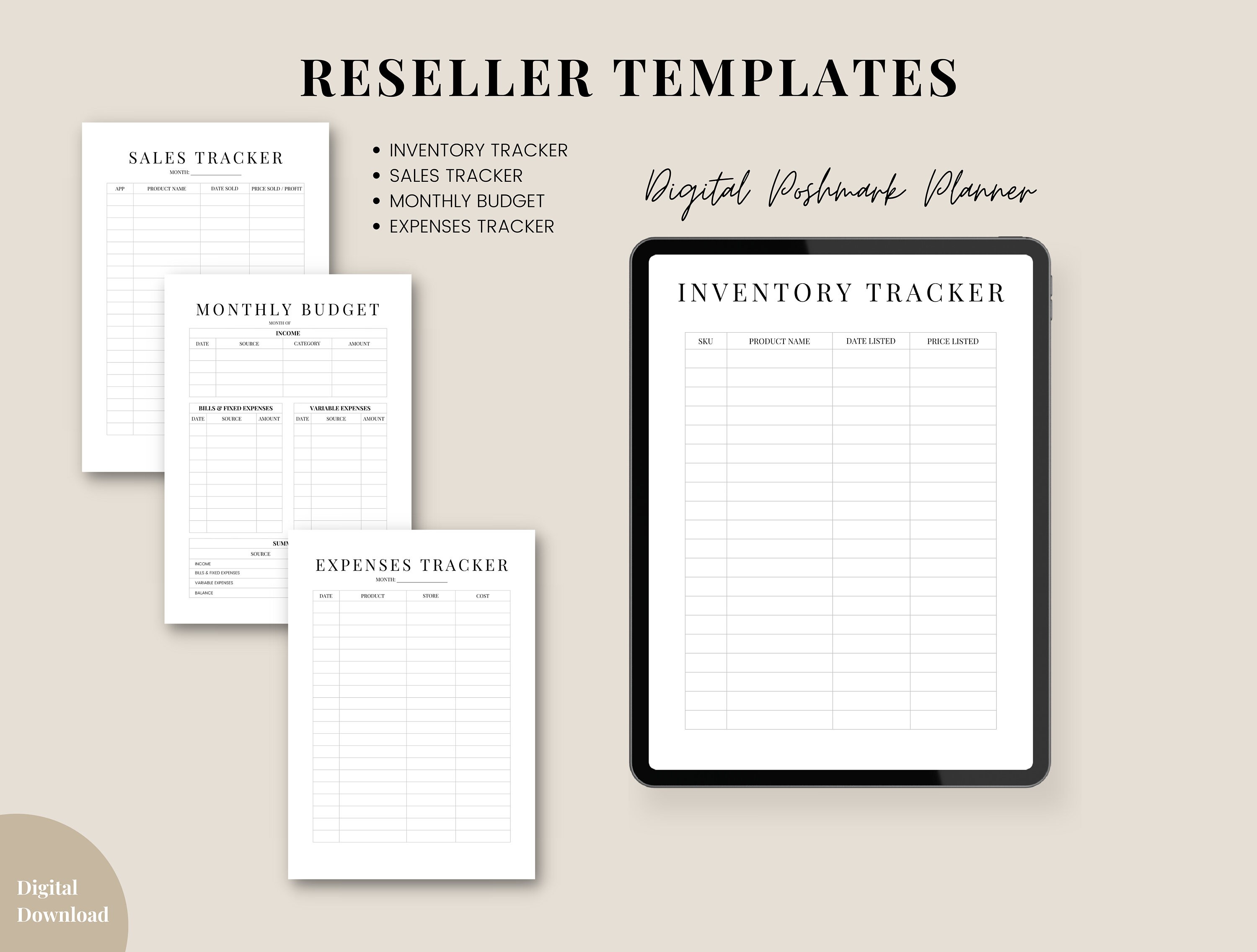 Reseller Inventory Tracker, Poshmark Planner, Inventory Log, Poshmark ...