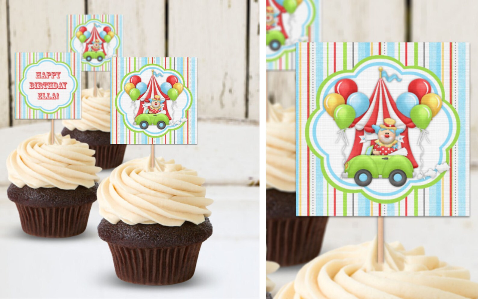 Circus Birthday Party Instant Download EDITABLE PDF, DIY Cupcake ...