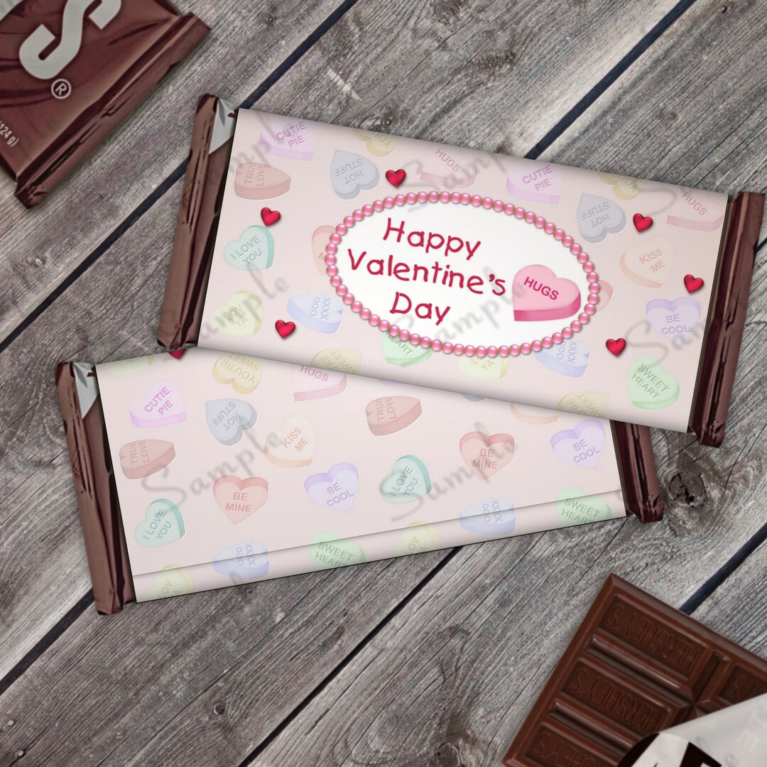 Candy Hearts Printable Candy Bar Wrappers Instant Download Happy ...