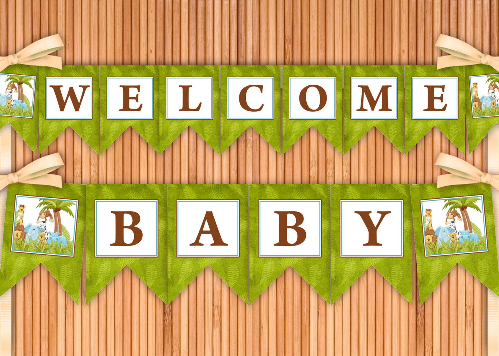 Jungle Welcome Baby Printable Banner Instant Download - Etsy
