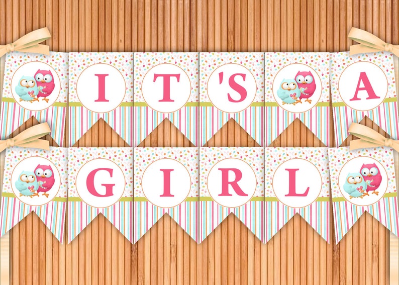 What A Hoot Owl It's A Girl Printable Banner Instant - Etsy