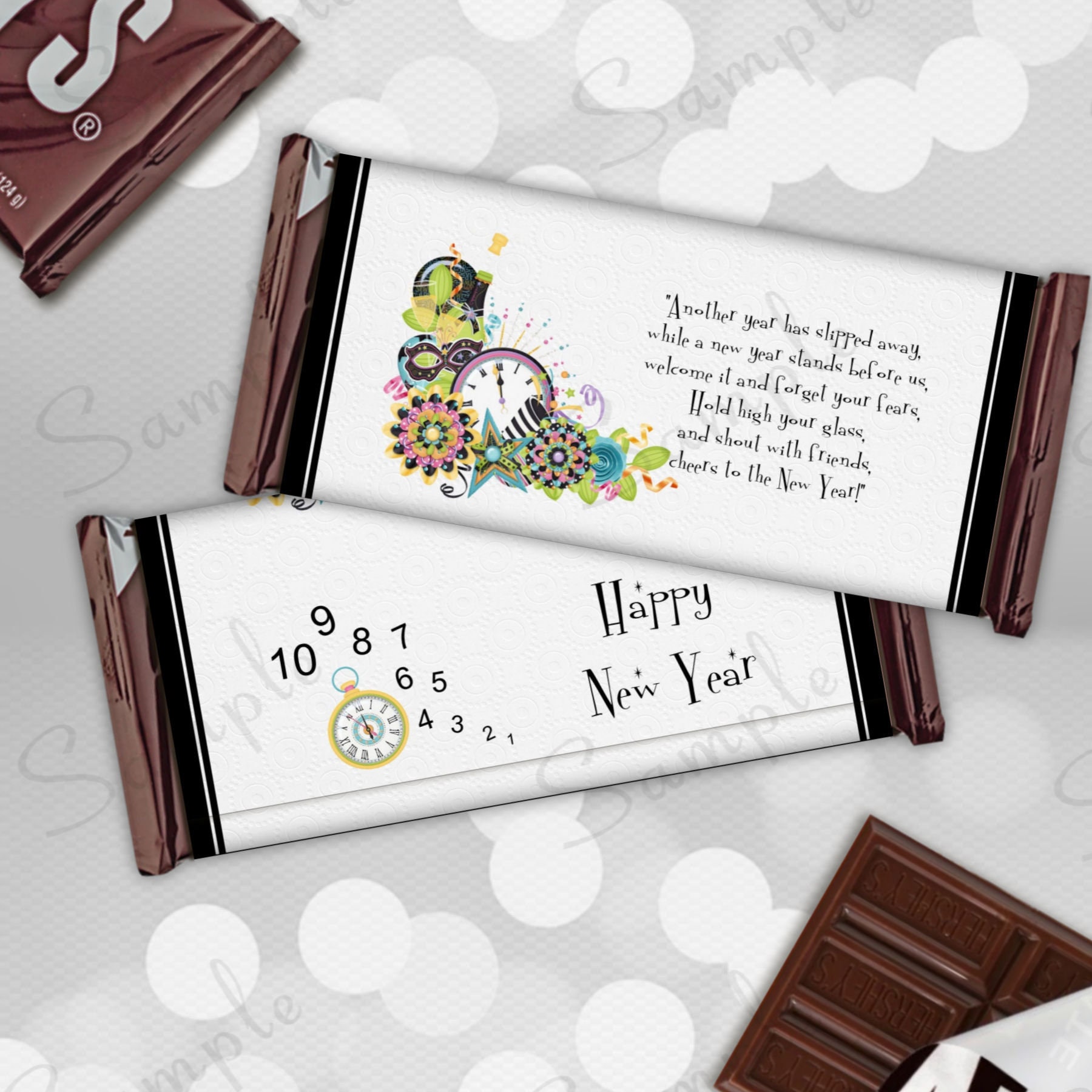 Happy New Year Printable Hershey Candy Bar Wrappers Instant Download ...