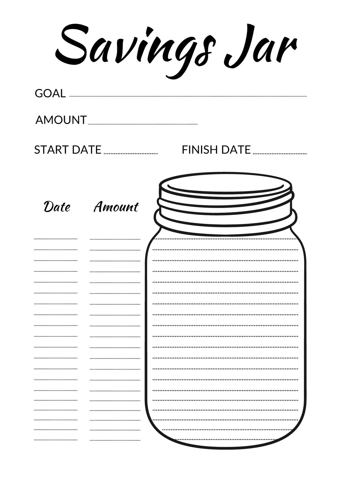 Savings Jar Tracker Printable, A4 Letter Savings Tracker, Money ...