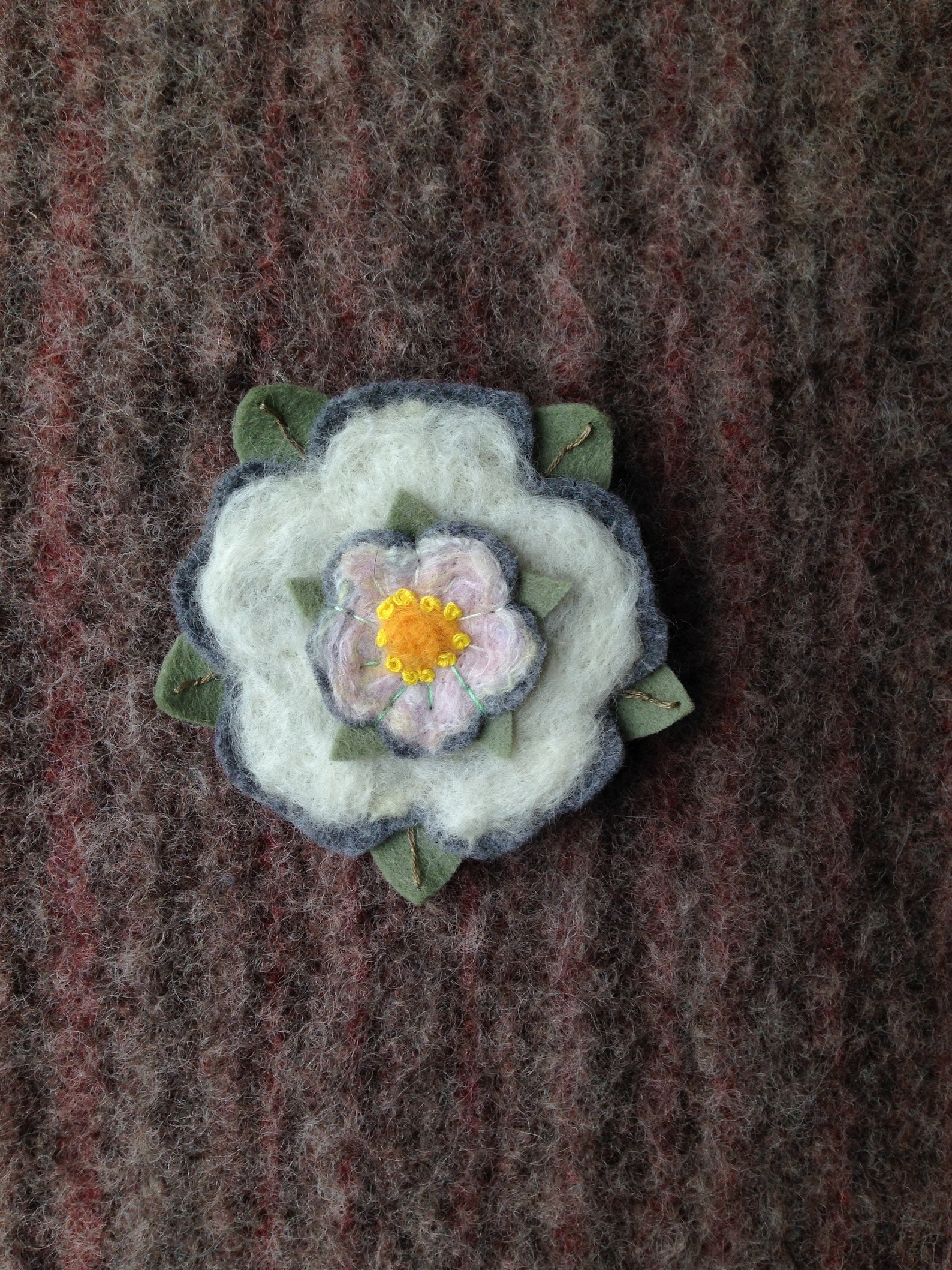 White Wool Jacobite Rose with grey undertones and sage green | Etsy