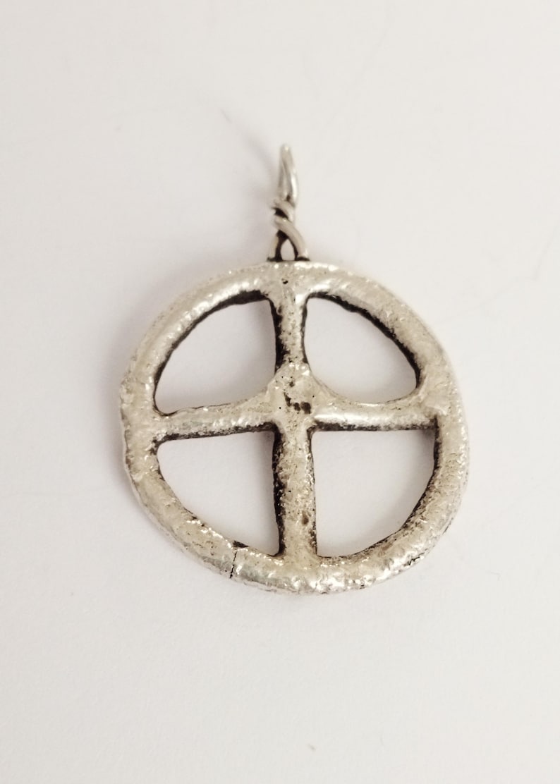 Vintage Sterling Silver Solar Cross Pendant, Pagan Jewelry, Solar ...