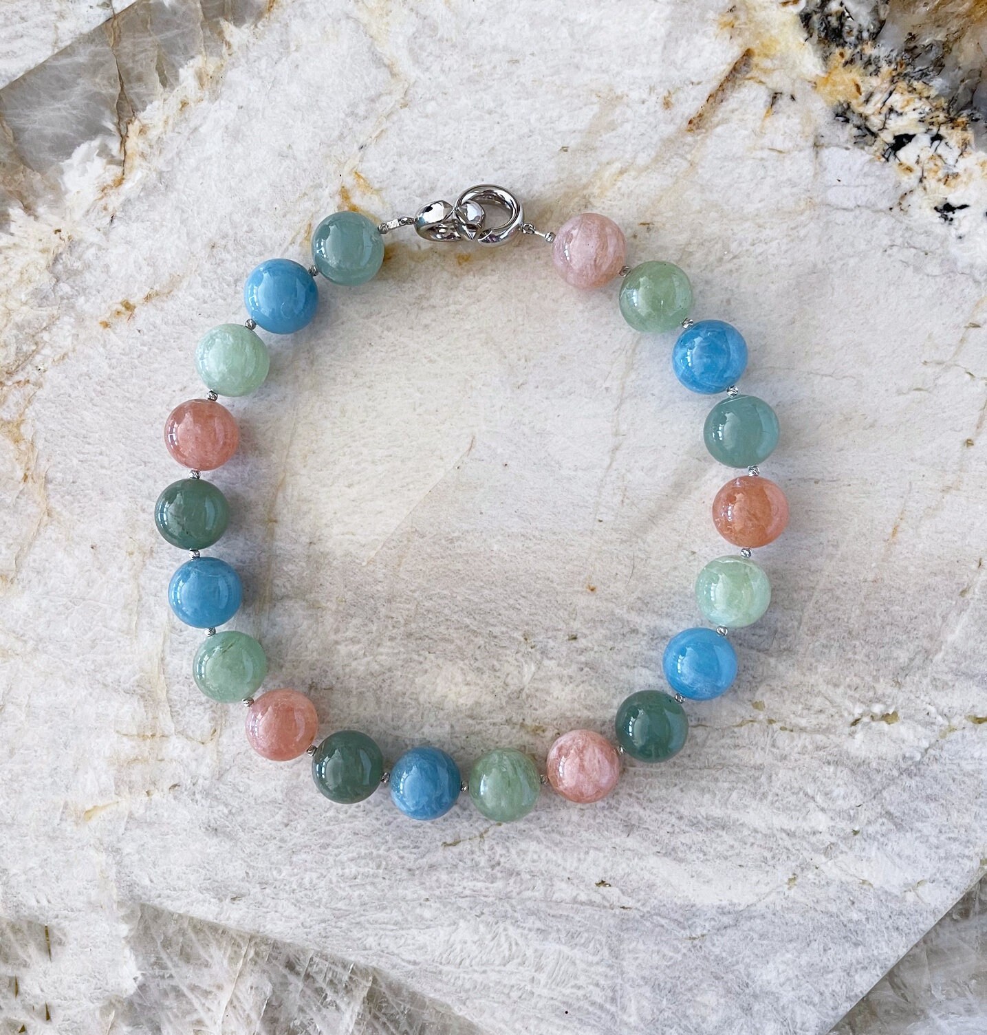 20mm Mixed Beryl Blue Green and Teal Aquamarine With Morganite - Etsy