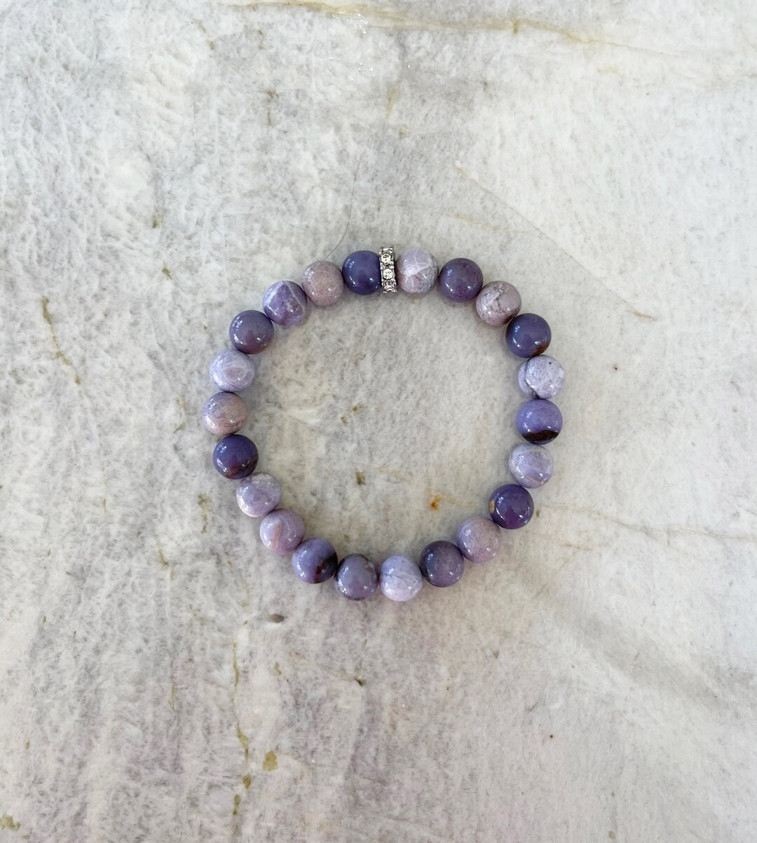 Lavender Burro Creek Agate and Swarovski Crystal 8mm Round - Etsy