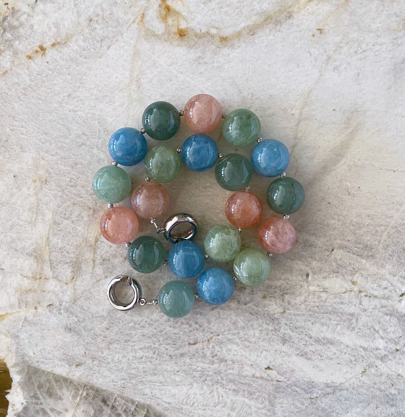 20mm Mixed Beryl Blue Green and Teal Aquamarine With Morganite - Etsy