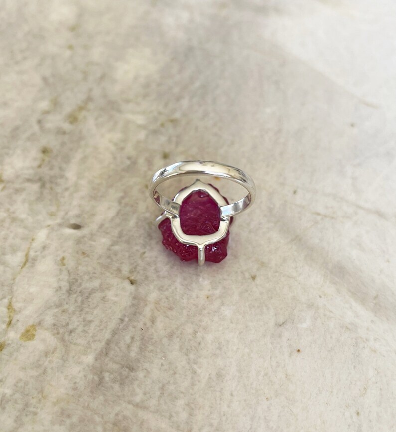 Raw Ruby Nugget Ring - 19mm Sterling Silver Handcrafted - July ...